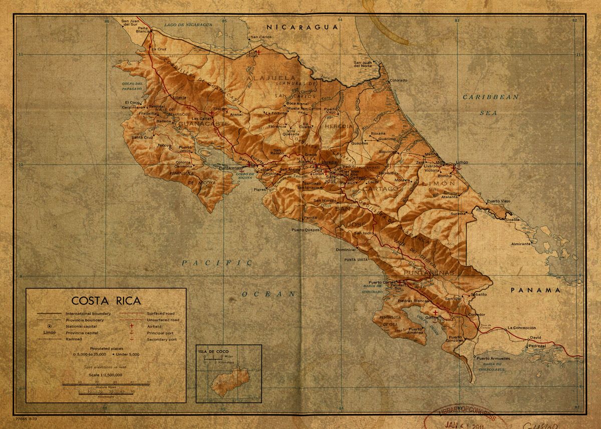 'Vintage Map of Costa Rica' Poster by Design Turnpike | Displate
