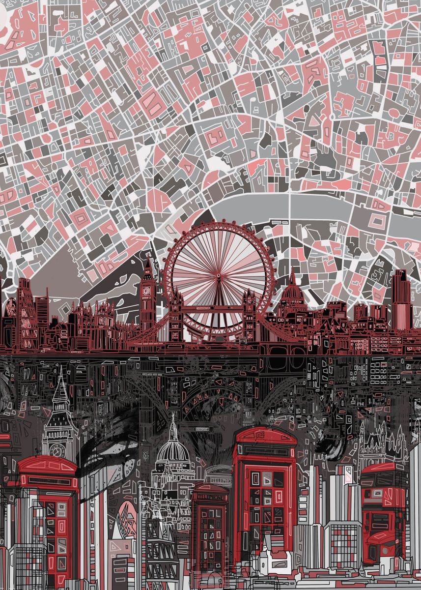 'london city abstract 3' Poster, picture, metal print, paint by Bekim ...