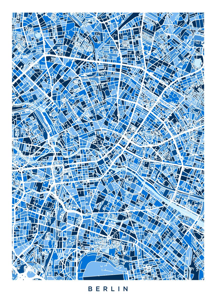 'Berlin Germany Map' Poster, picture, metal print, paint by Michael ...