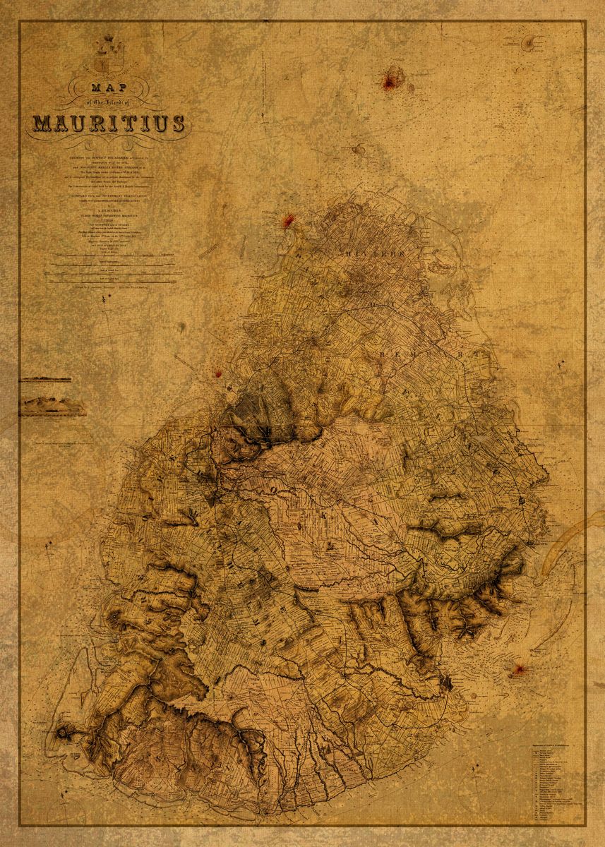 'Map of Mauritius 1880' Poster by Design Turnpike | Displate