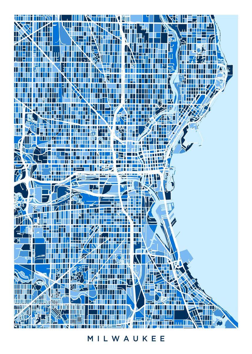 'Milwaukee Wisconsin Map' Poster, picture, metal print, paint by ...