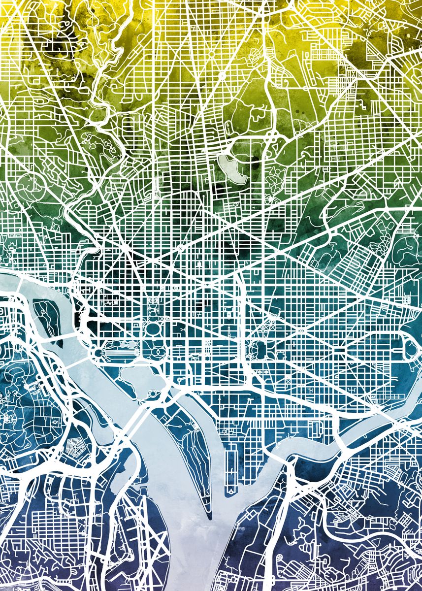 'Washington DC Map' Poster by Michael Tompsett | Displate