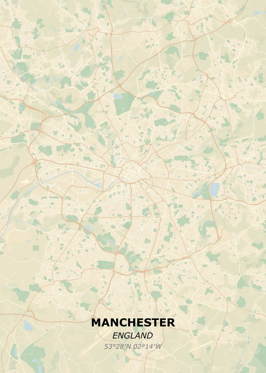 'MANCHESTER city map' Poster, picture, metal print, paint by Iwoko ...