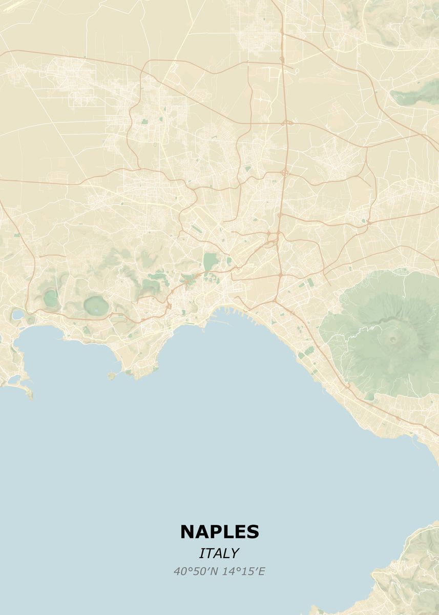 'NAPLES city map' Poster, picture, metal print, paint by Iwoko | Displate