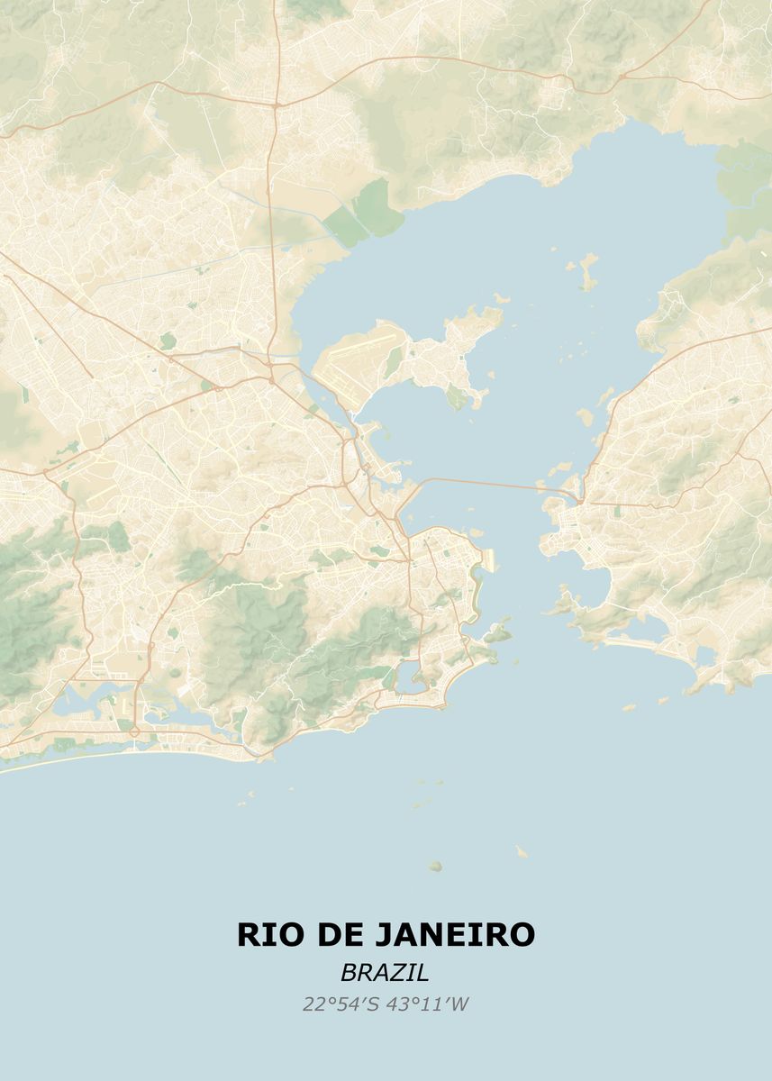 'RIO DE JANEIRO city map' Poster, picture, metal print, paint by Iwoko ...