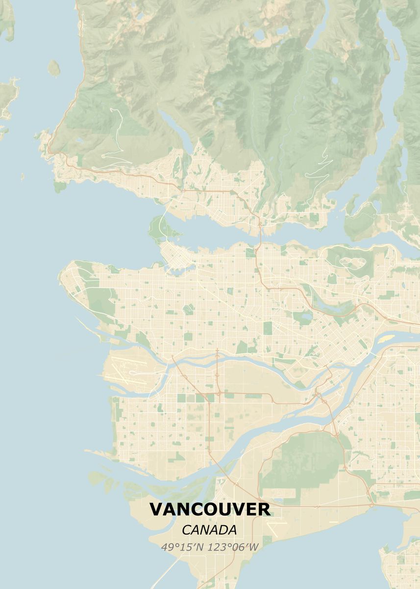 'VANCOUVER city map' Poster, picture, metal print, paint by Iwoko ...