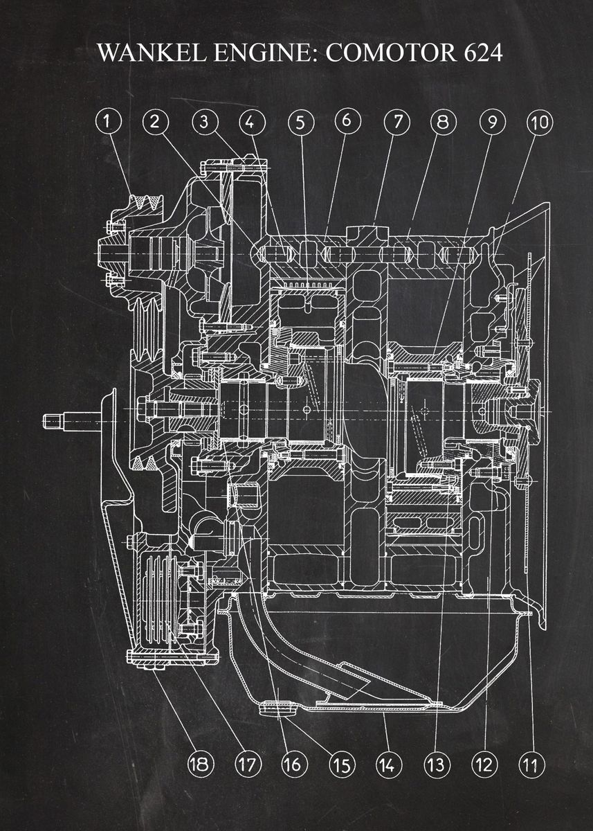 'Wankel Engine COMOTOR 624' Poster, picture, metal print, paint by ...