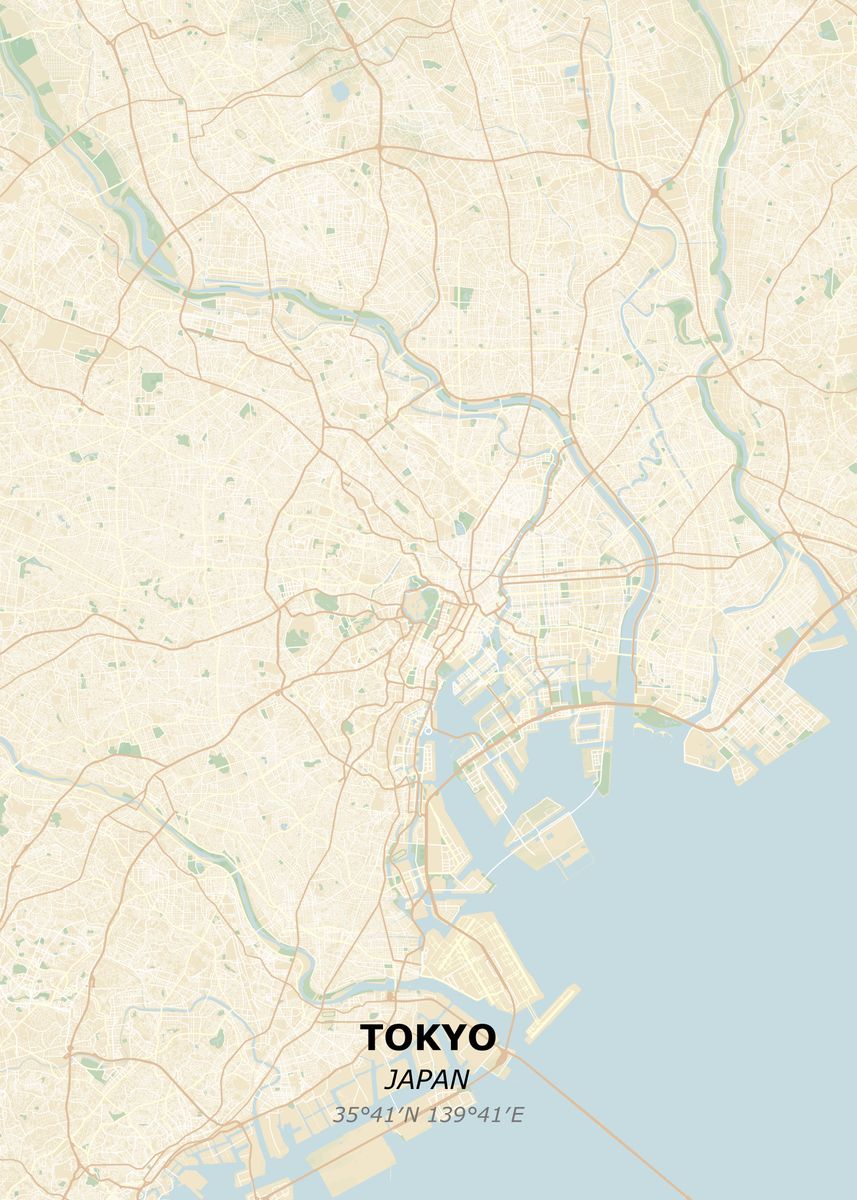 'TOKYO city map' Poster, picture, metal print, paint by Iwoko | Displate