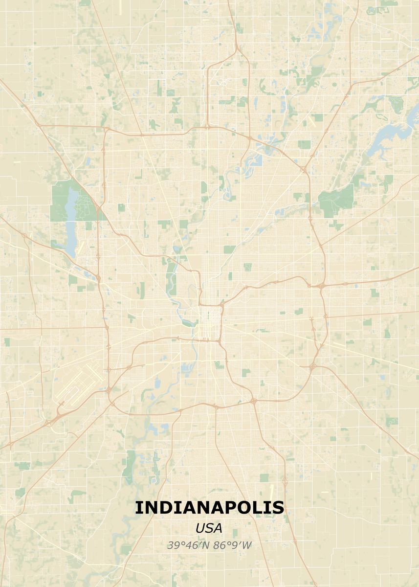'INDIANAPOLIS city map' Poster, picture, metal print, paint by Iwoko ...