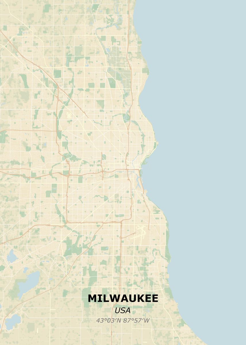 'MILWAUKEE city map' Poster, picture, metal print, paint by Iwoko ...