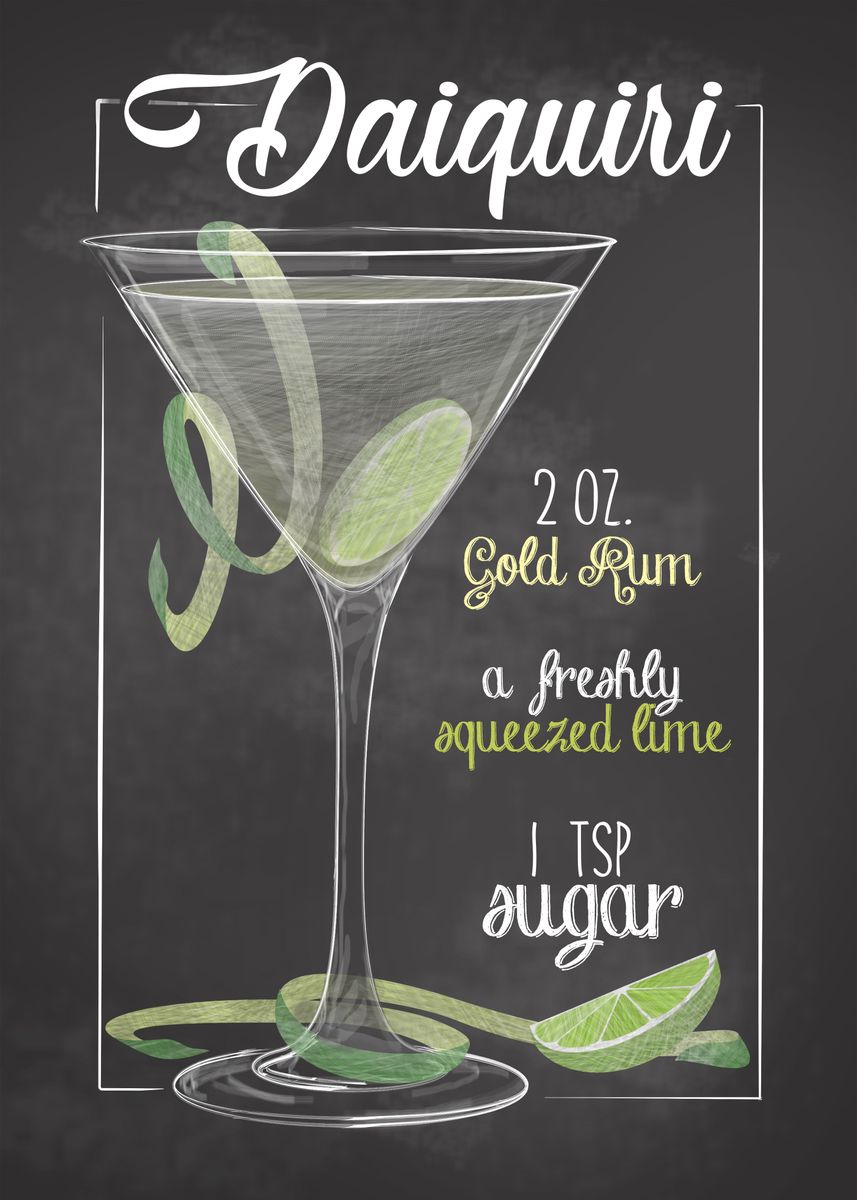 'Daiquiri Cocktail Bar' Poster, picture, metal print, paint by Giovanni ...