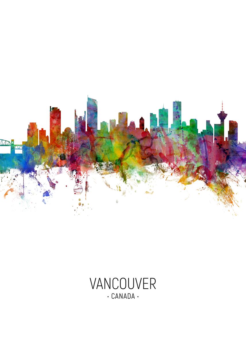 'Vancouver Canada Skyline' Poster, picture, metal print, paint by ...