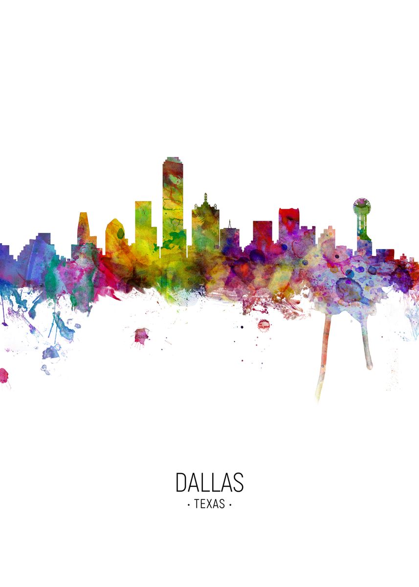 'Dallas Texas Skyline' Poster, picture, metal print, paint by Michael ...