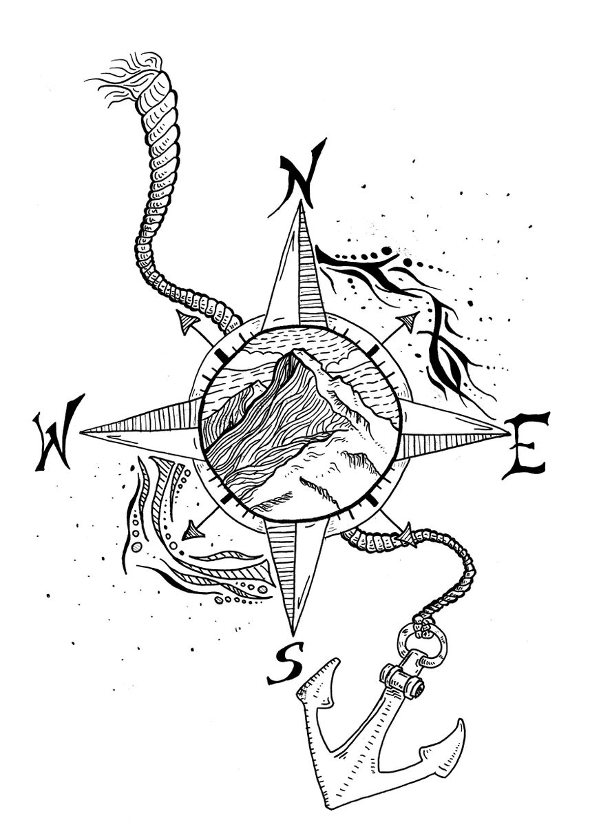 'Compass' Poster, picture, metal print, paint by Matthew Hagland | Displate