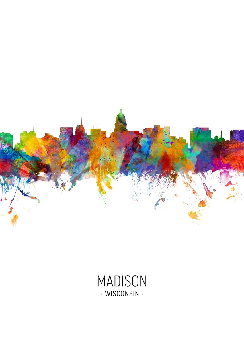 'Madison Wisconsin Skyline' Poster by Michael Tompsett | Displate