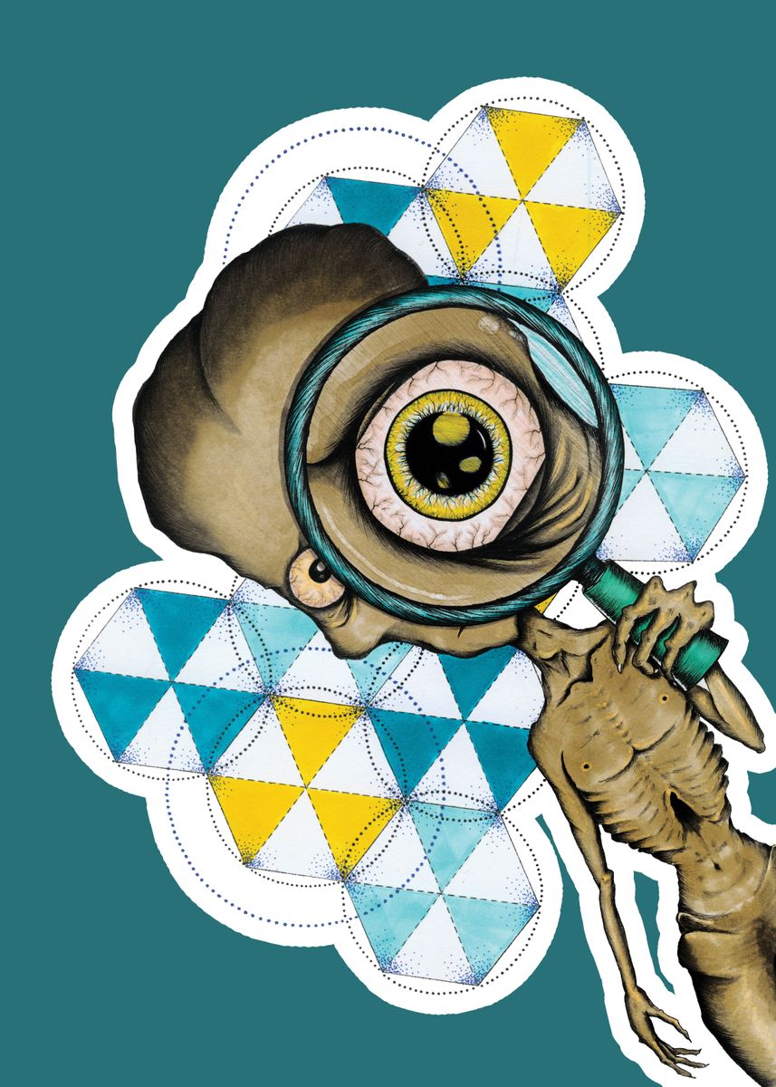 'Curious Alien' Poster, picture, metal print, paint by Lora Thos | Displate