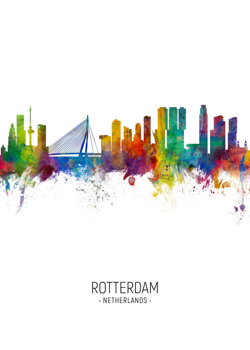 'Rotterdam Skyline' Poster, picture, metal print, paint by Michael ...