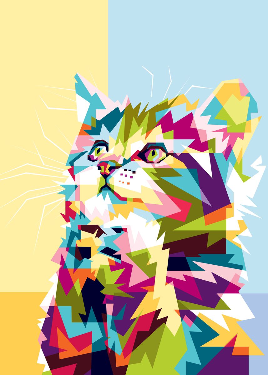 'colorfully cat hope' Poster, picture, metal print, paint by putraji ...