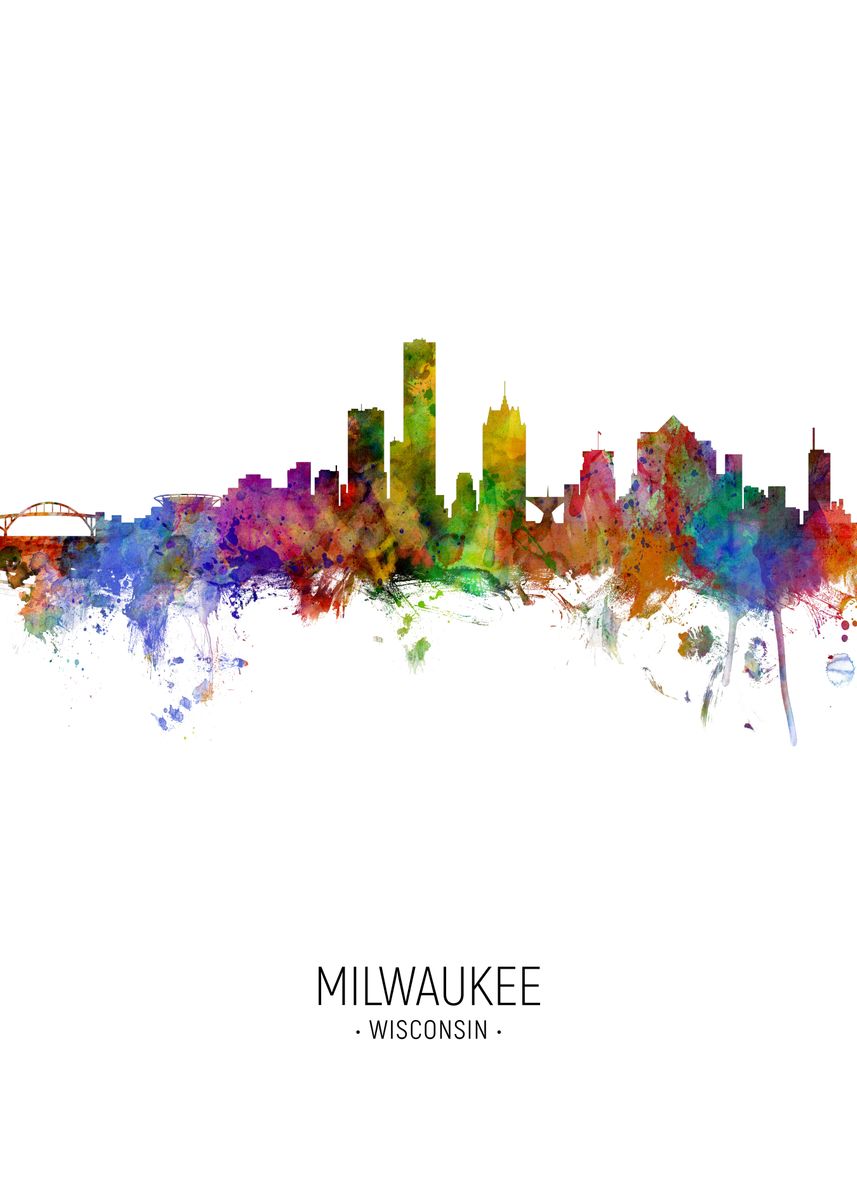 'Milwaukee Skyline' Poster, picture, metal print, paint by Michael ...