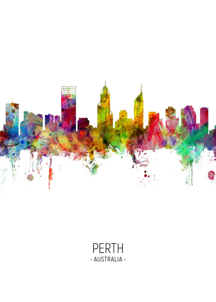'Perth Australia Skyline' Poster by Michael Tompsett | Displate