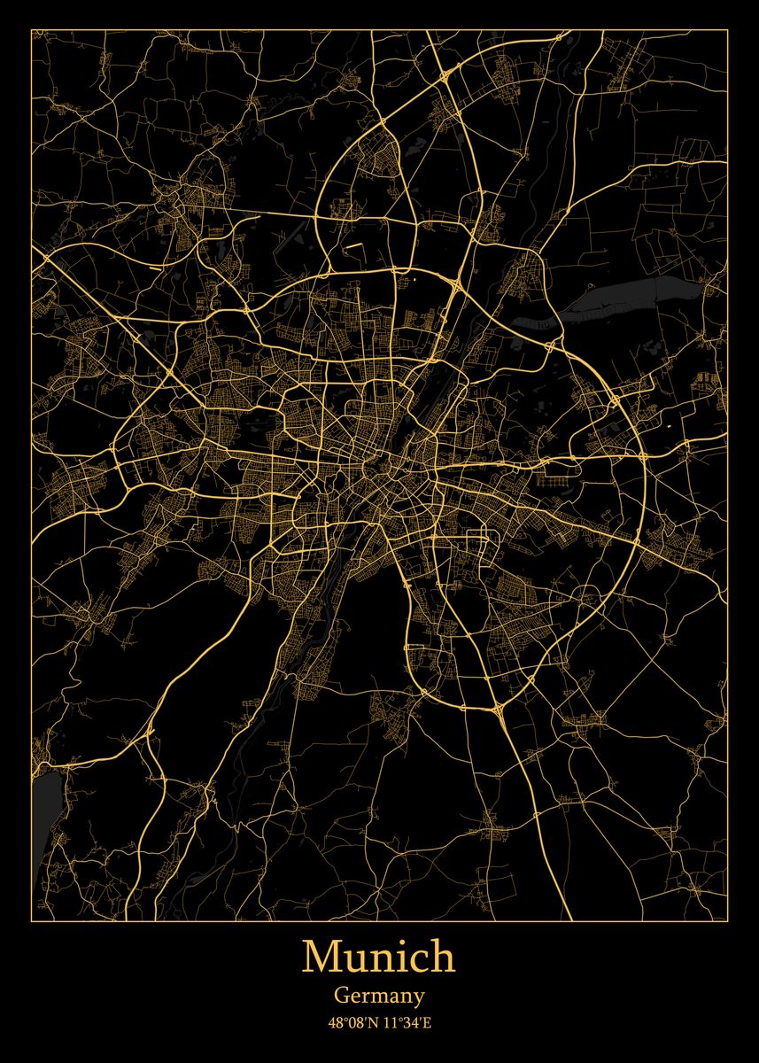'Munich Germany map' Poster by Iwoko | Displate