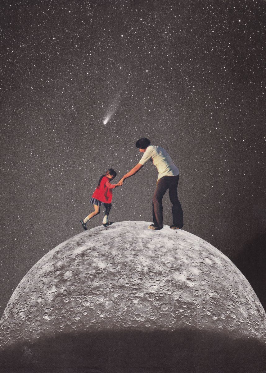 ' Moon [collage]' Poster, picture, metal print, paint by Lerson ...