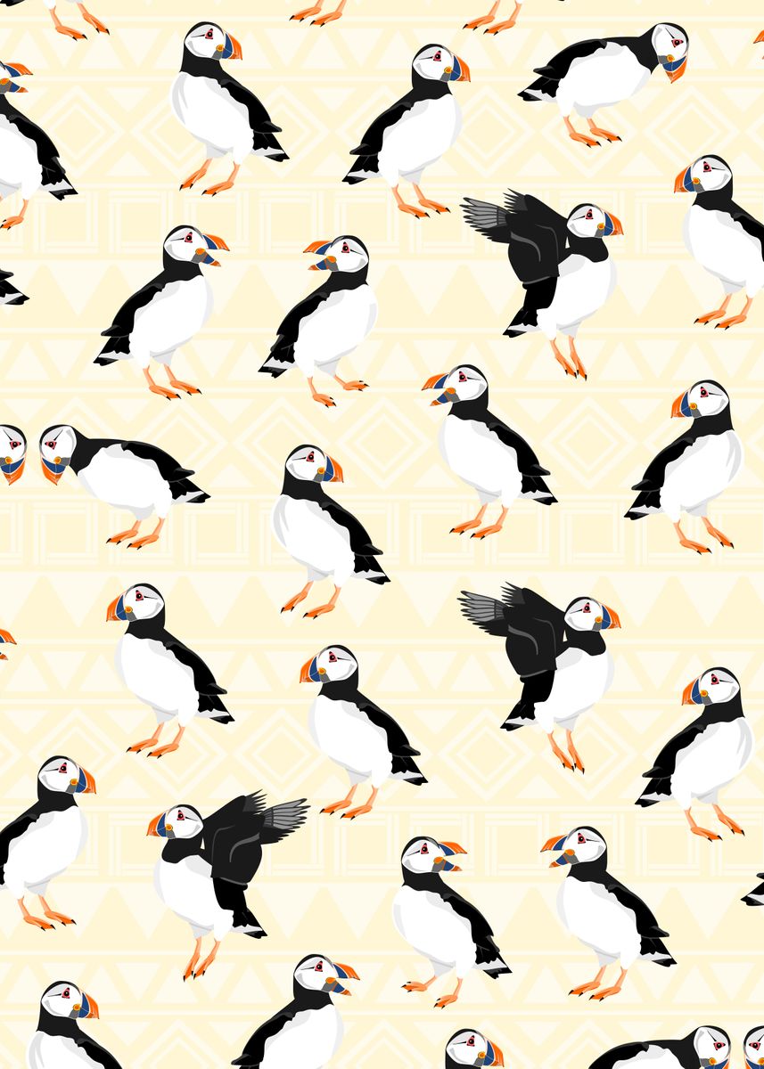 'Puffin Bird Pattern' Poster by mailbox disco | Displate
