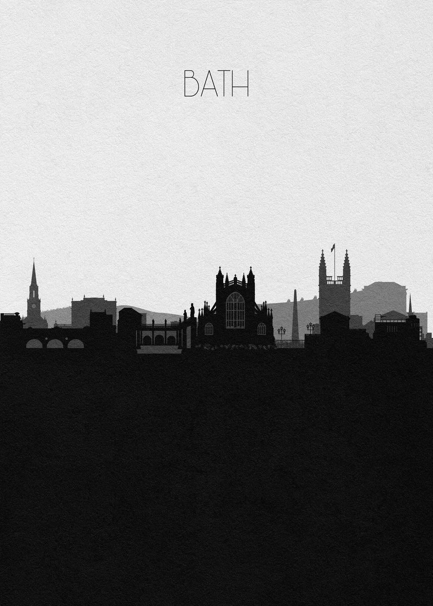 'Bath Skyline' Poster, picture, metal print, paint by Deniz A. | Displate