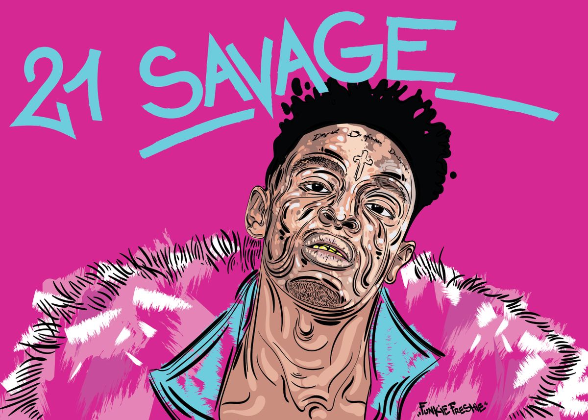 '21 Savage Portrait' Poster by Antanas Repečka | Displate