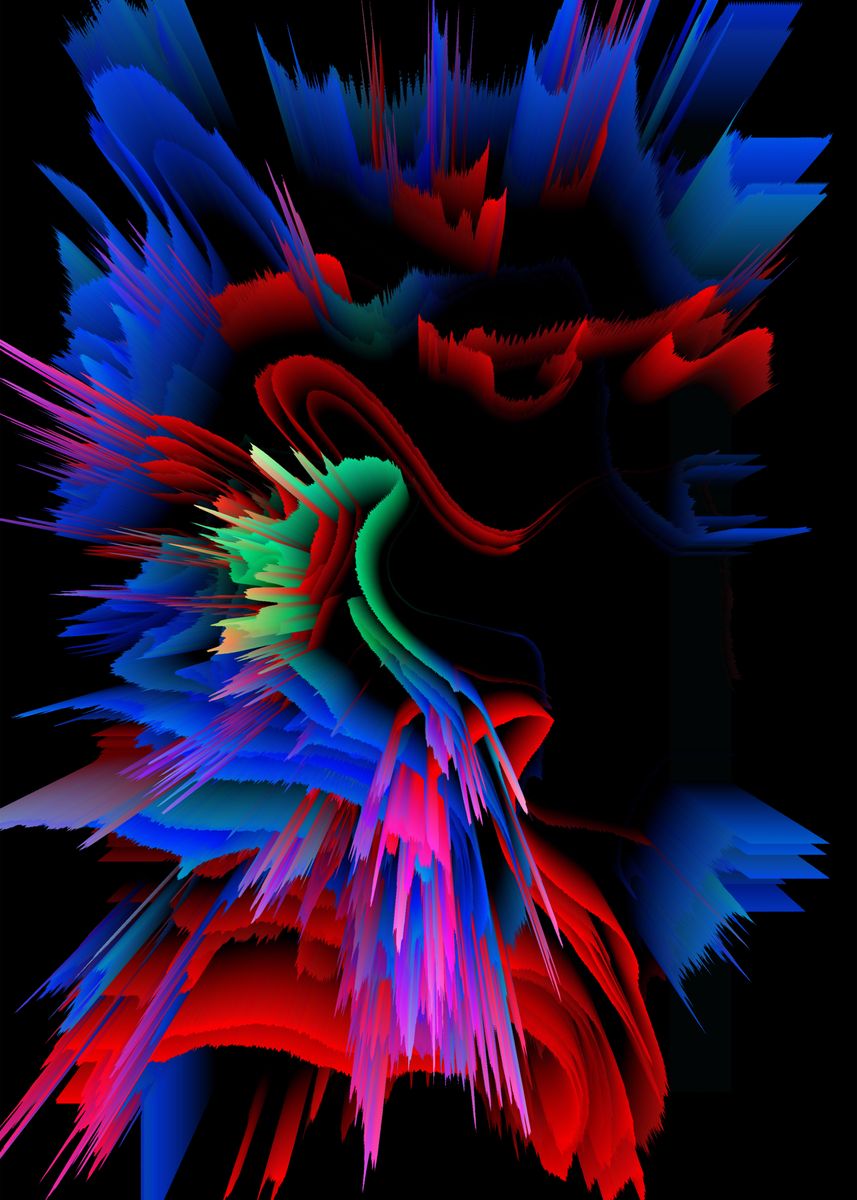 'glitch v' Poster, picture, metal print, paint by Haroulita kav | Displate