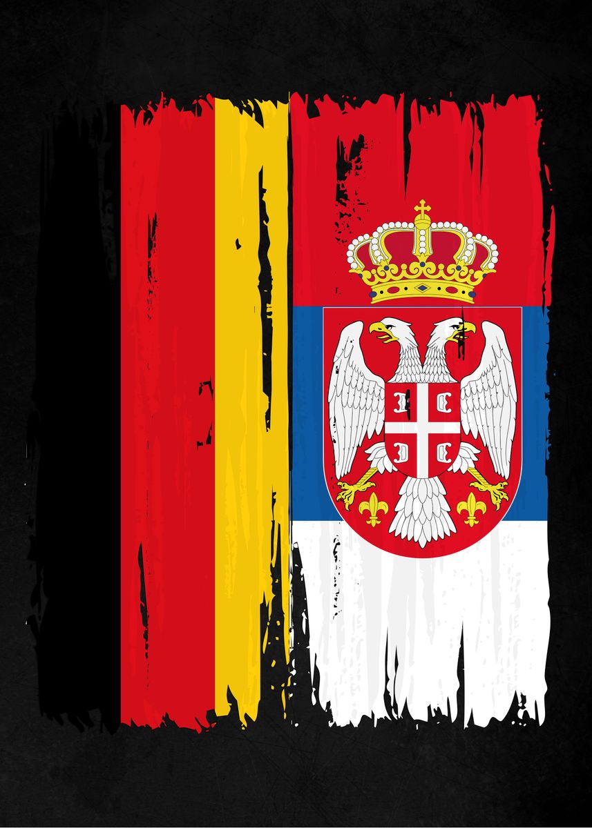 'Germany Serbia Split Flag' Poster by Christian Strang | Displate