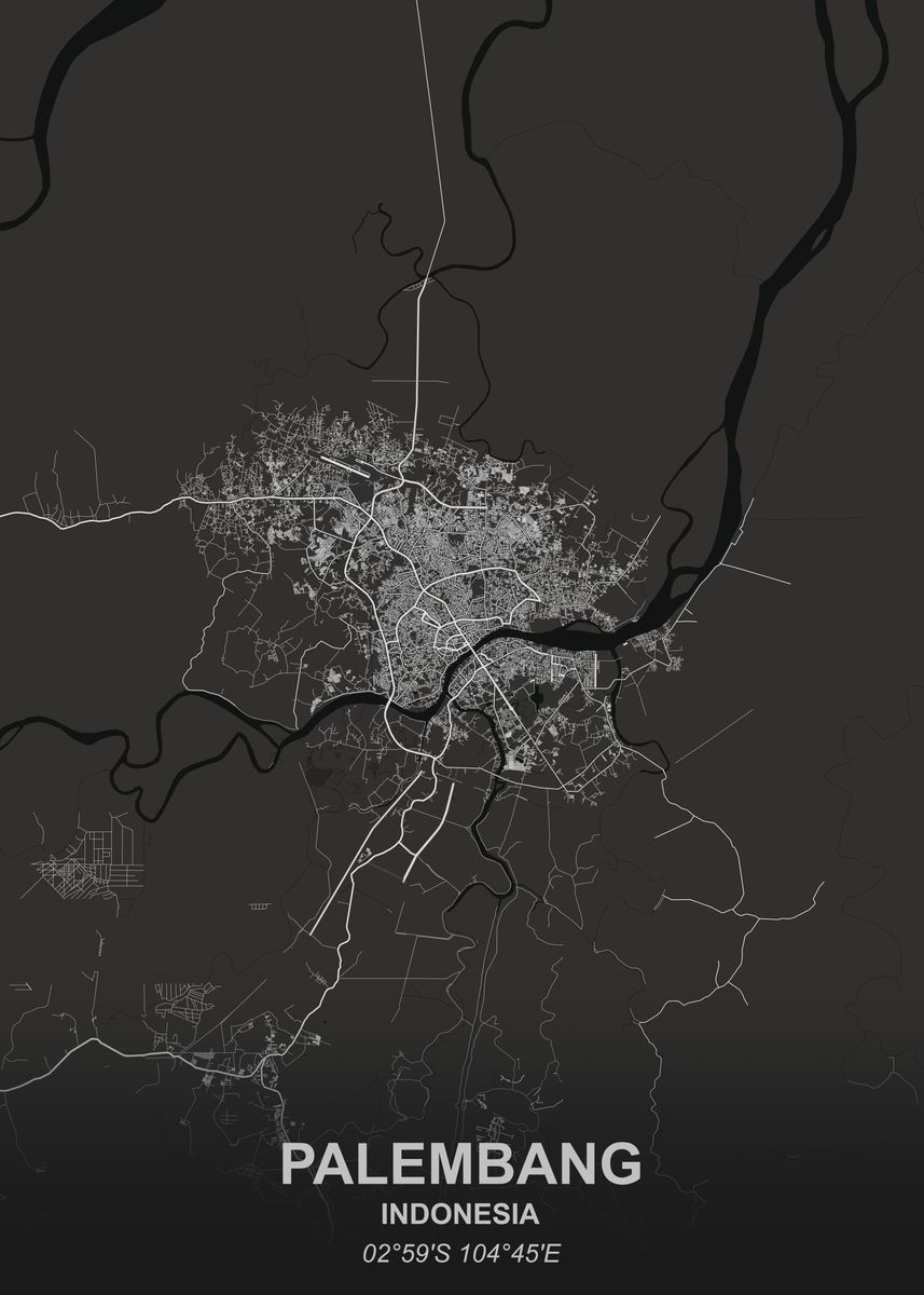 'PALEMBANG INDONESIA' Poster, picture, metal print, paint by Iwoko ...