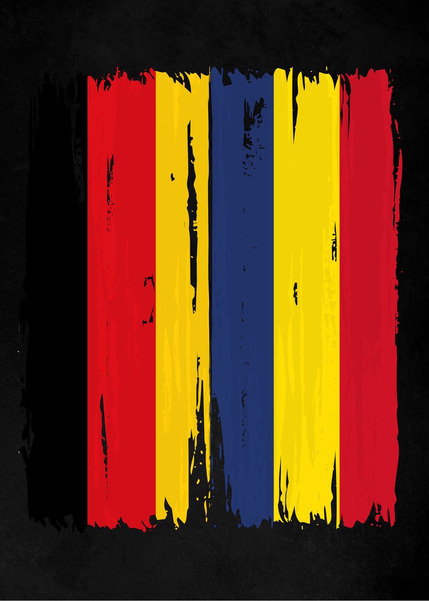 'Germany Romania Split Flag' Poster, picture, metal print, paint by ...