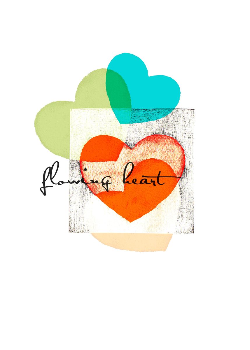 'Flowing hearts' Poster, picture, metal print, paint by Monica ...