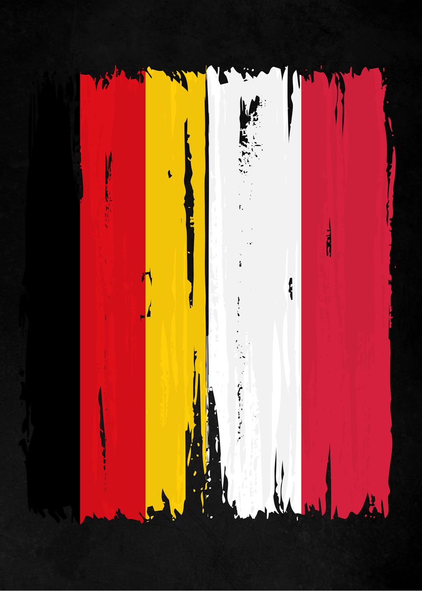 'Germany Poland Split Flag' Poster, picture, metal print, paint by ...