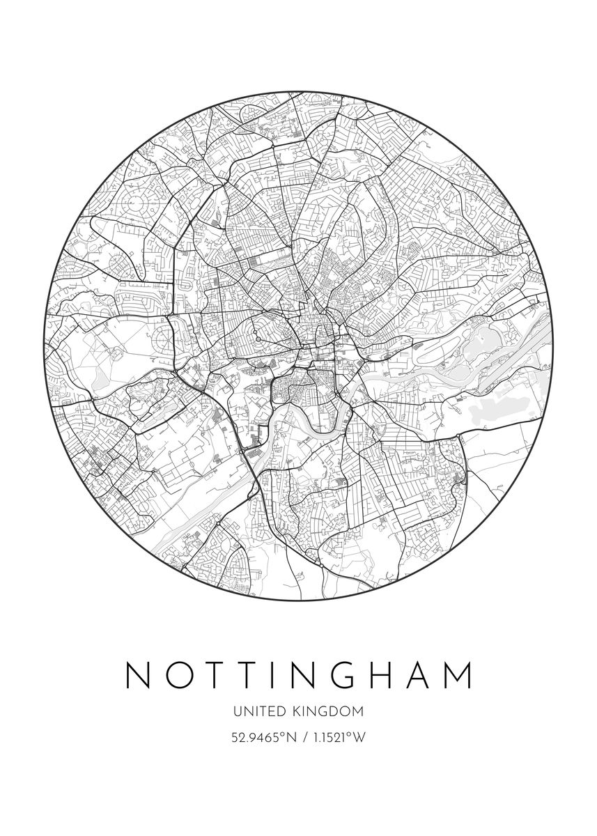 'Nottingham United Kingdom' Poster, picture, metal print, paint by Yak ...