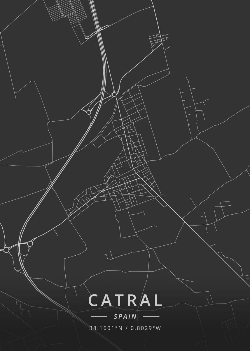 'Catral Spain' Poster, picture, metal print, paint by Designer Map Art ...