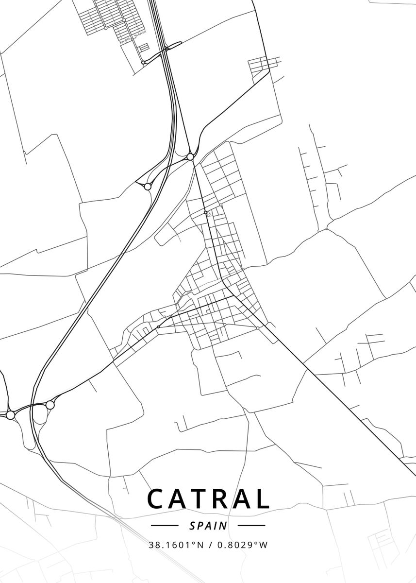 'Catral Spain' Poster, picture, metal print, paint by Designer Map Art ...