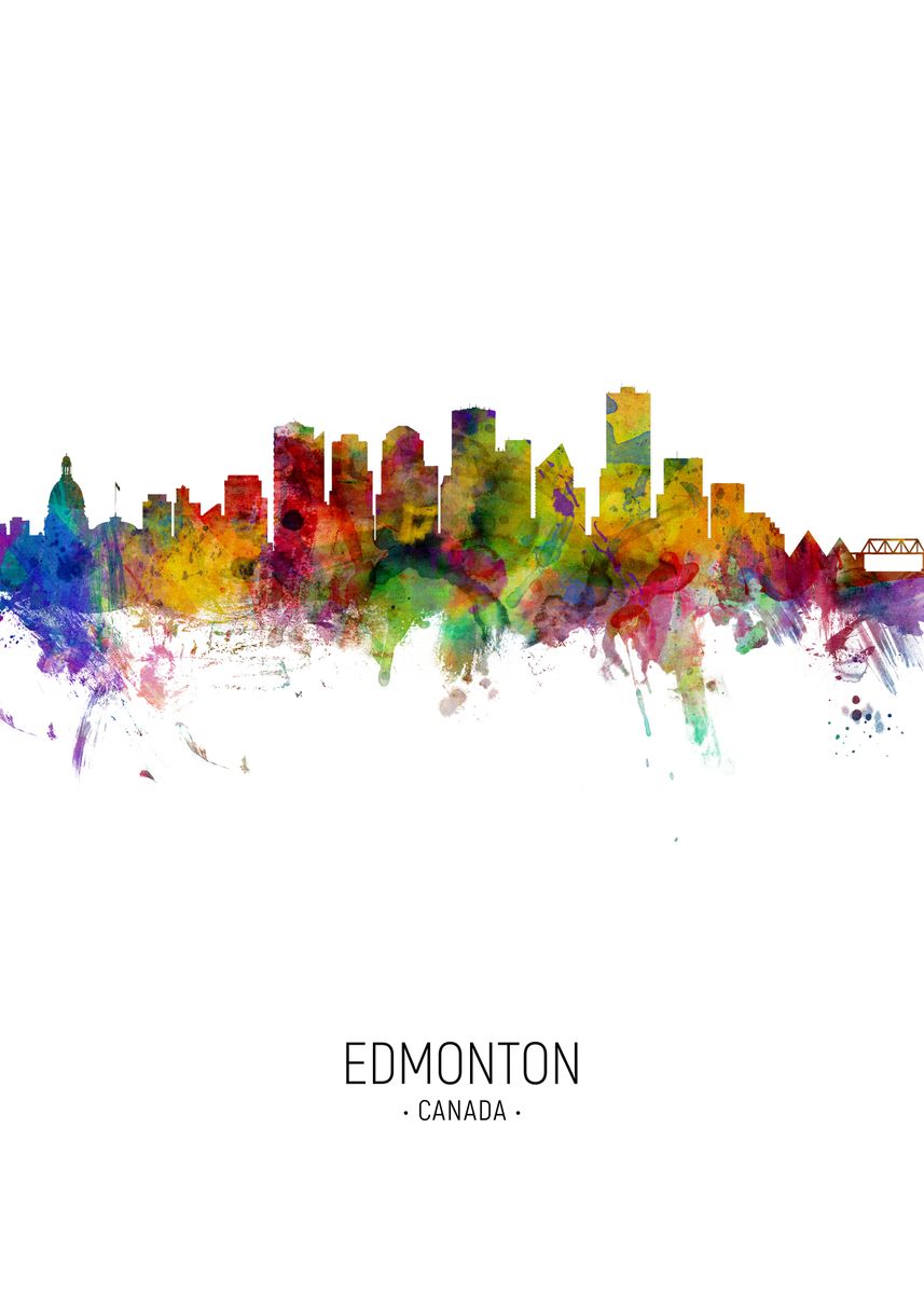 'Edmonton Canada Skyline' Poster, picture, metal print, paint by ...
