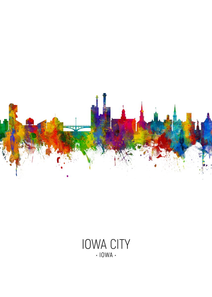 'Iowa City Iowa Skyline' Poster, picture, metal print, paint by Michael ...