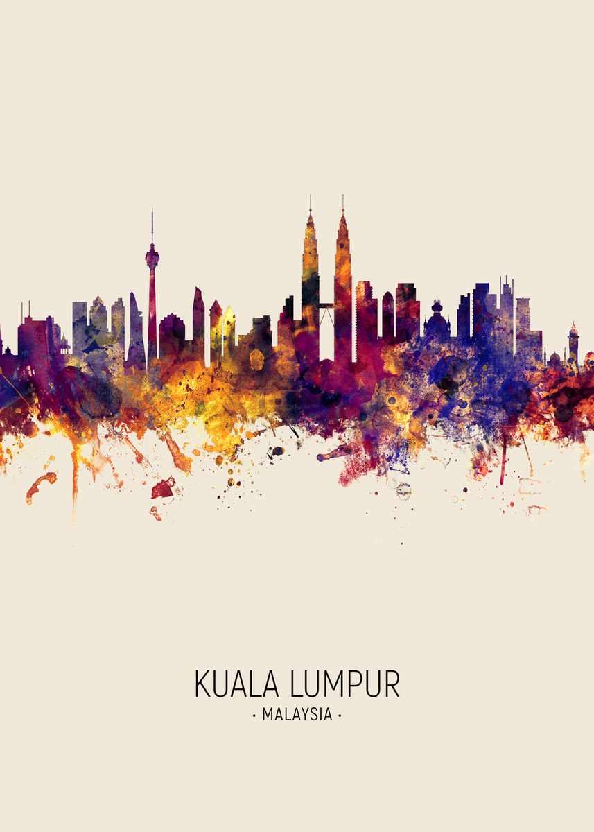 'Kuala Lumpur Skyline' Poster, picture, metal print, paint by Michael ...