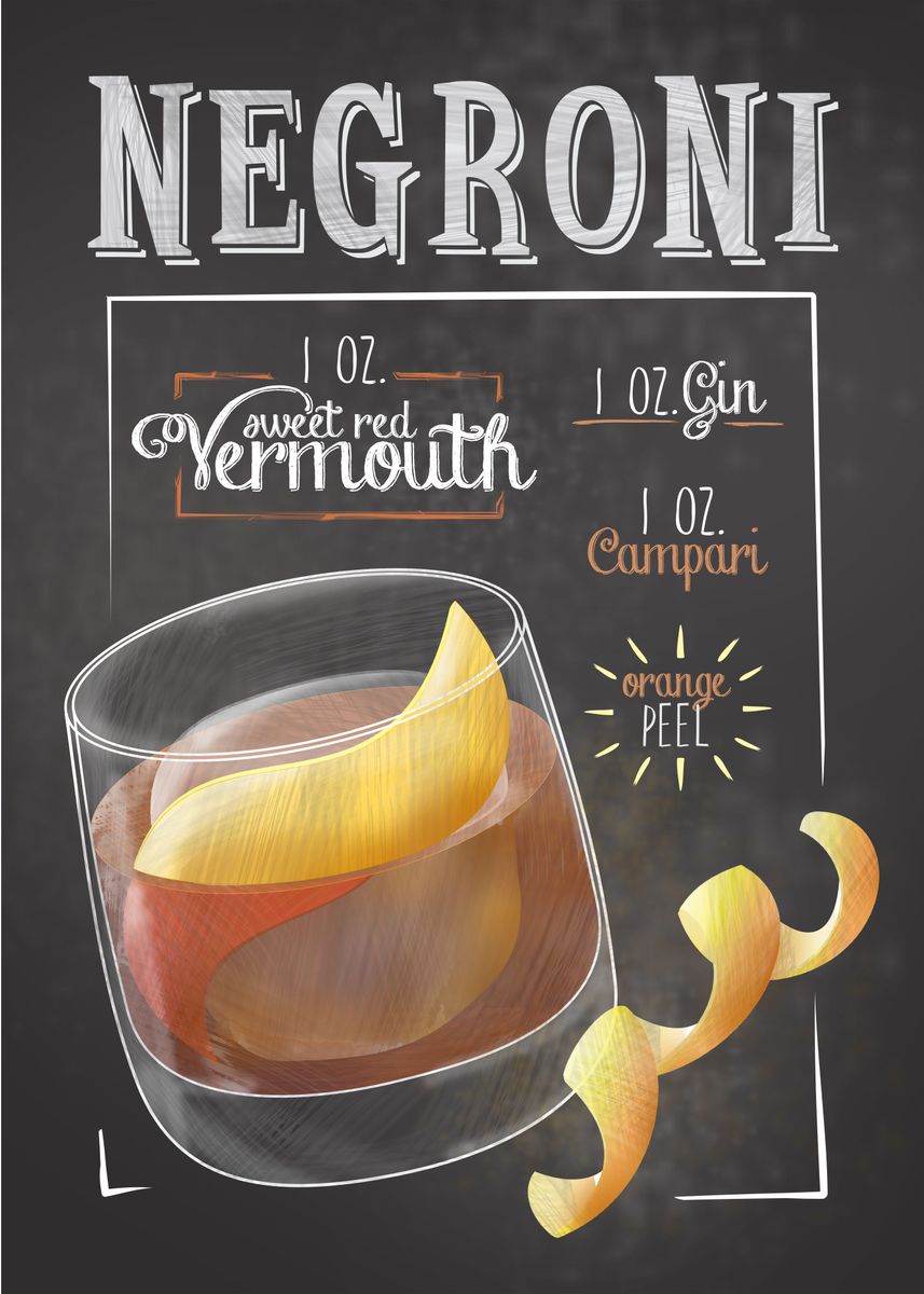 'Negroni Cocktail Bar' Poster, picture, metal print, paint by Giovanni ...