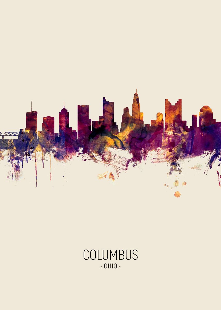 'Columbus Ohio Skyline' Poster by Michael Tompsett | Displate