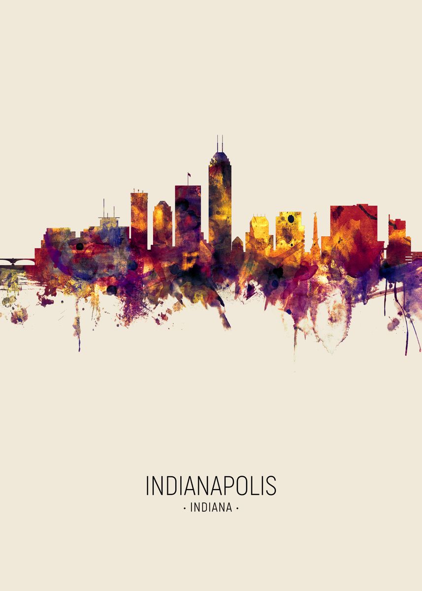'Indianapolis Skyline' Poster, picture, metal print, paint by Michael ...