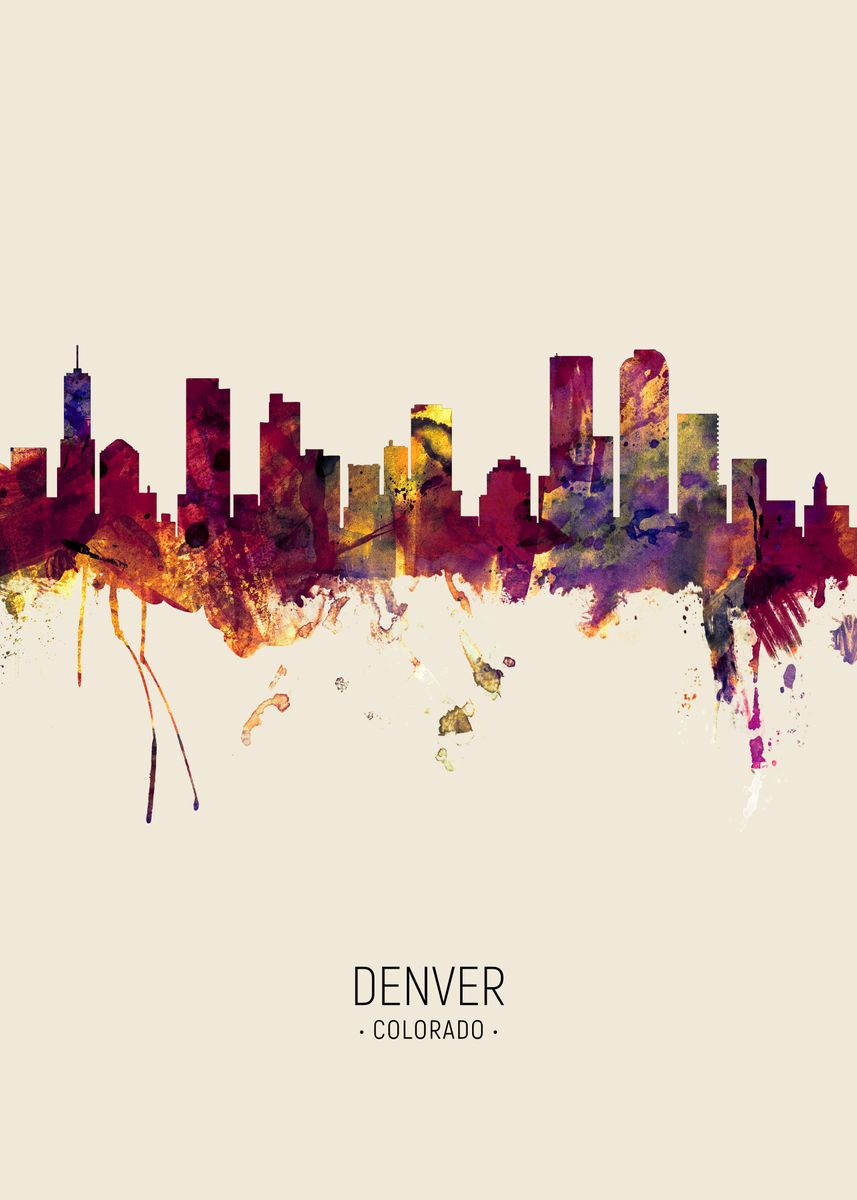 'Denver Colorado Skyline' Poster, picture, metal print, paint by ...