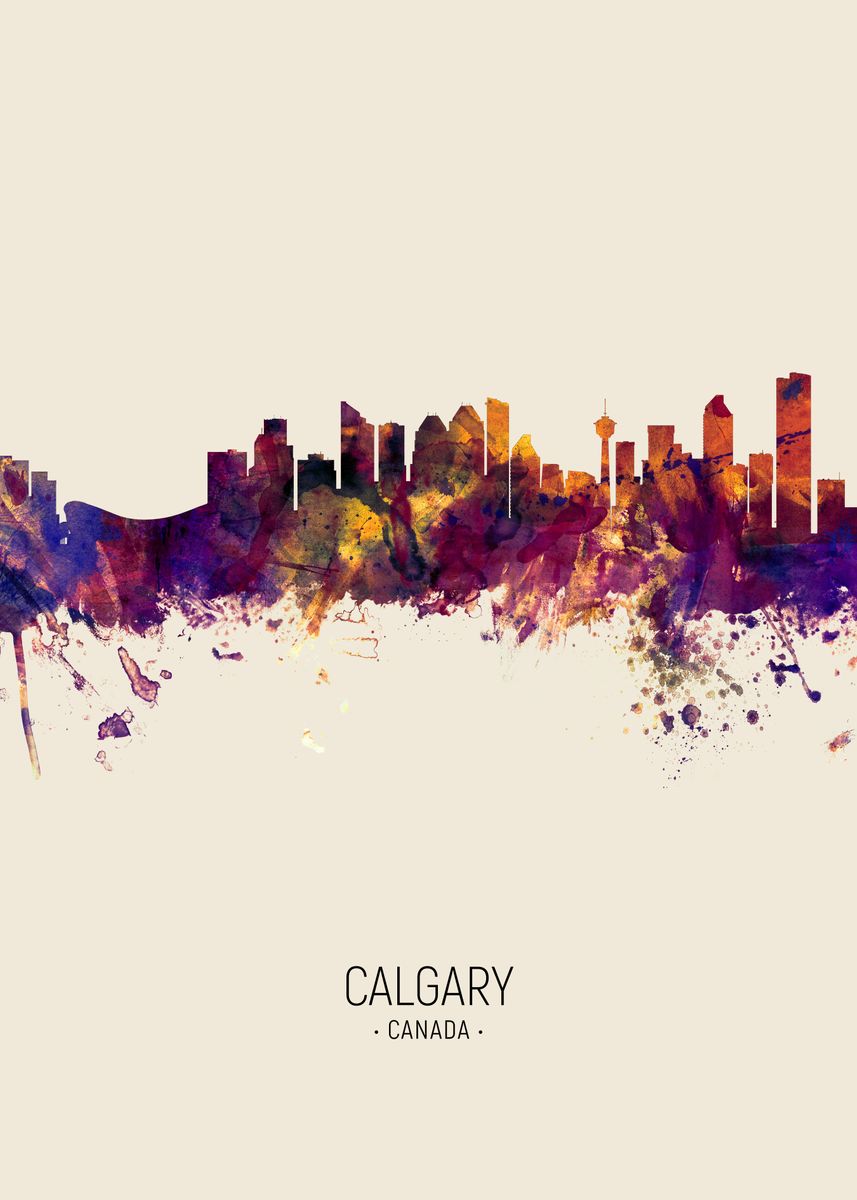 'Calgary Canada Skyline' Poster, picture, metal print, paint by Michael ...