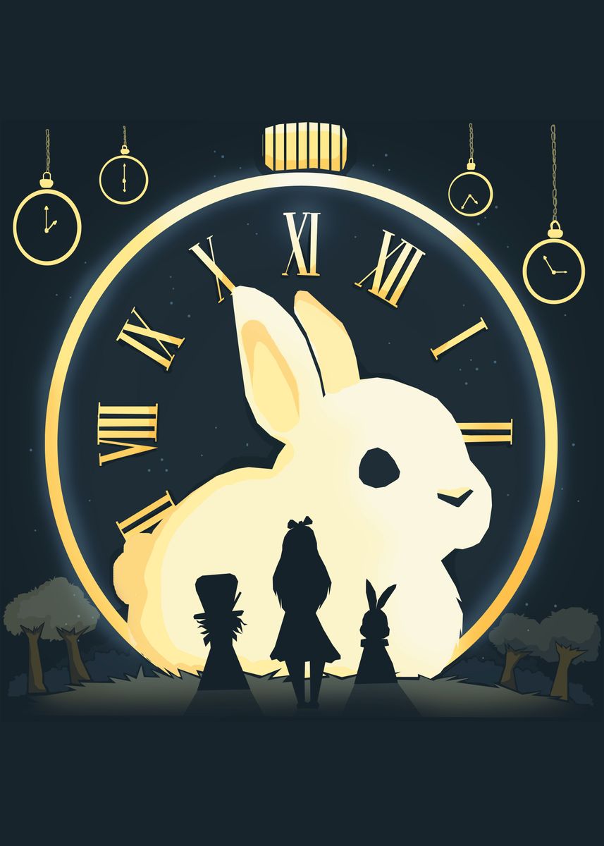 'Rabbit Clock' Poster, picture, metal print, paint by Valentina Fabbri ...