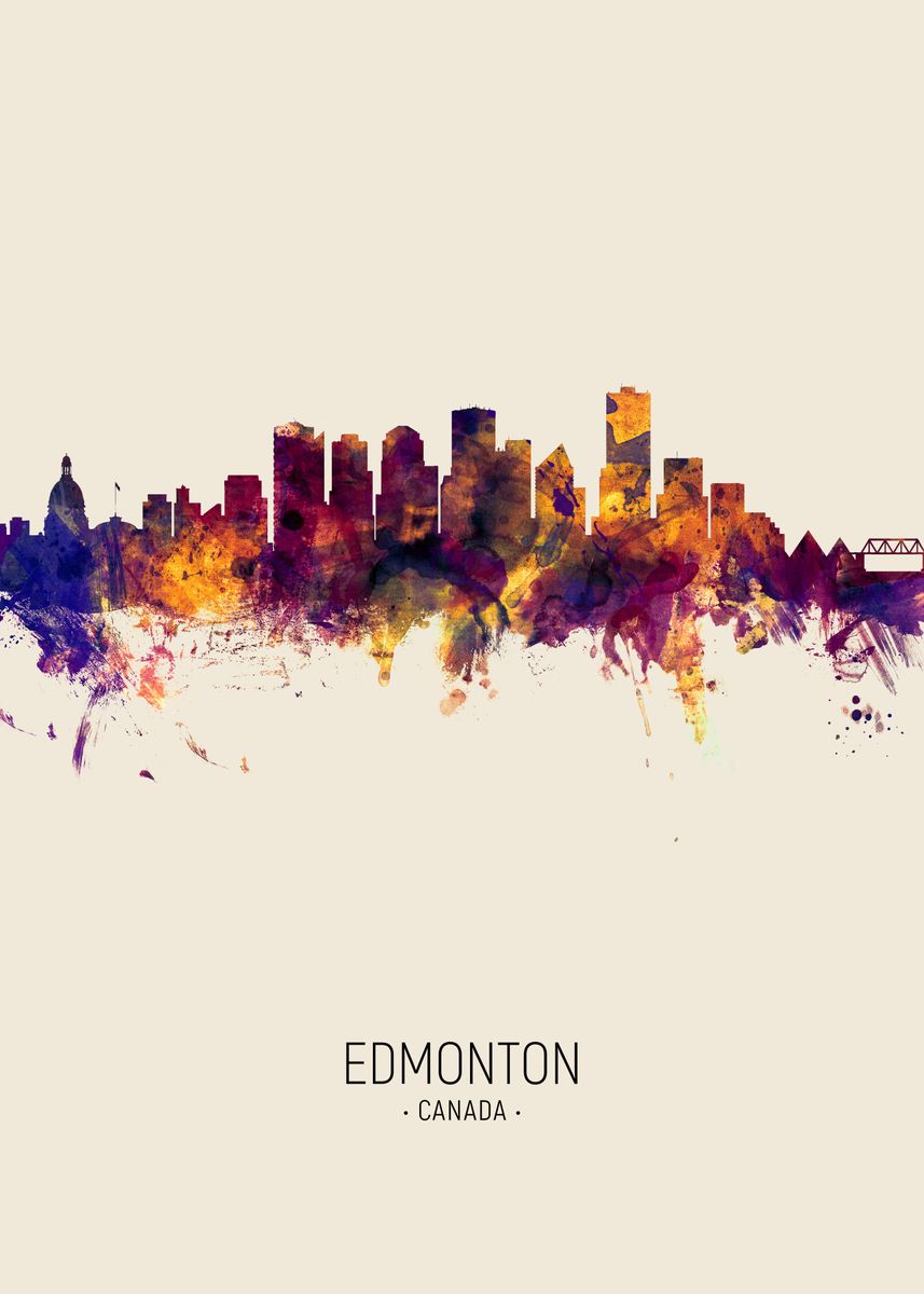 'Edmonton Canada Skyline' Poster by Michael Tompsett | Displate