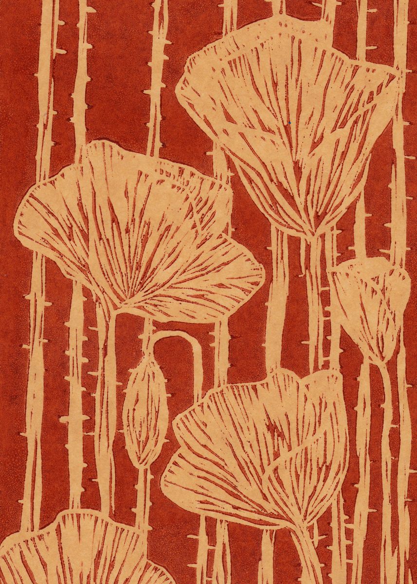 'Brown Poppies' Poster, picture, metal print, paint by Karina J | Displate