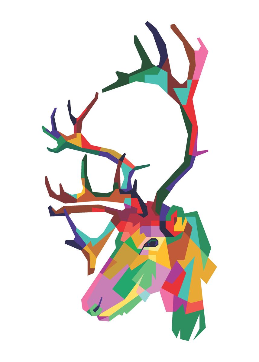 'Colorful Deer' Poster by Barnawi Madjiani Thahir | Displate